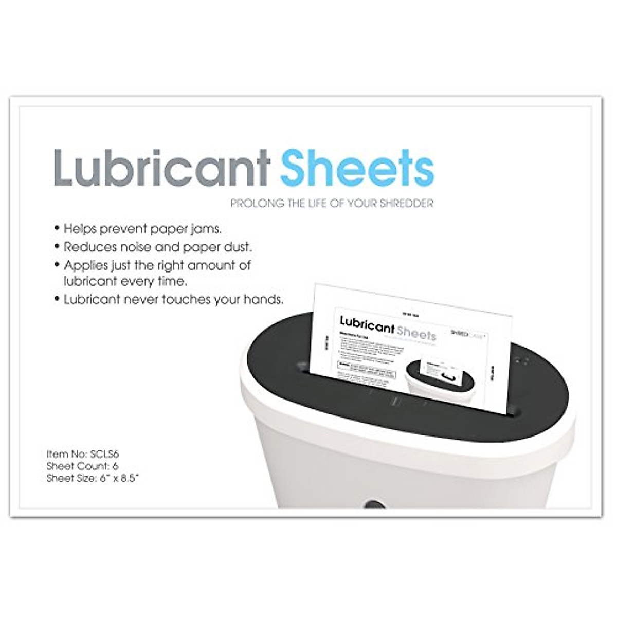 Shredcare Paper Shredder Lubricant Sheets SCLS6 (Pack of 6) 8.5" x 6"