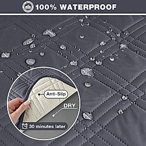 TAOCOCO Loveseat Recliner Cover with Console, Non-Slip Split Reclining Pet Cover for Dual Loveseat Recliner, Furniture Protector with Elastic Straps (2 Seater, Dark Grey)