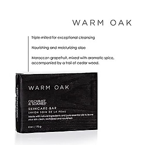 Gilchrist & Soames Warm Oak Hand and Body Bar Soap - 6oz - Natural and Pure, Triple-Milled, Zero Parabens