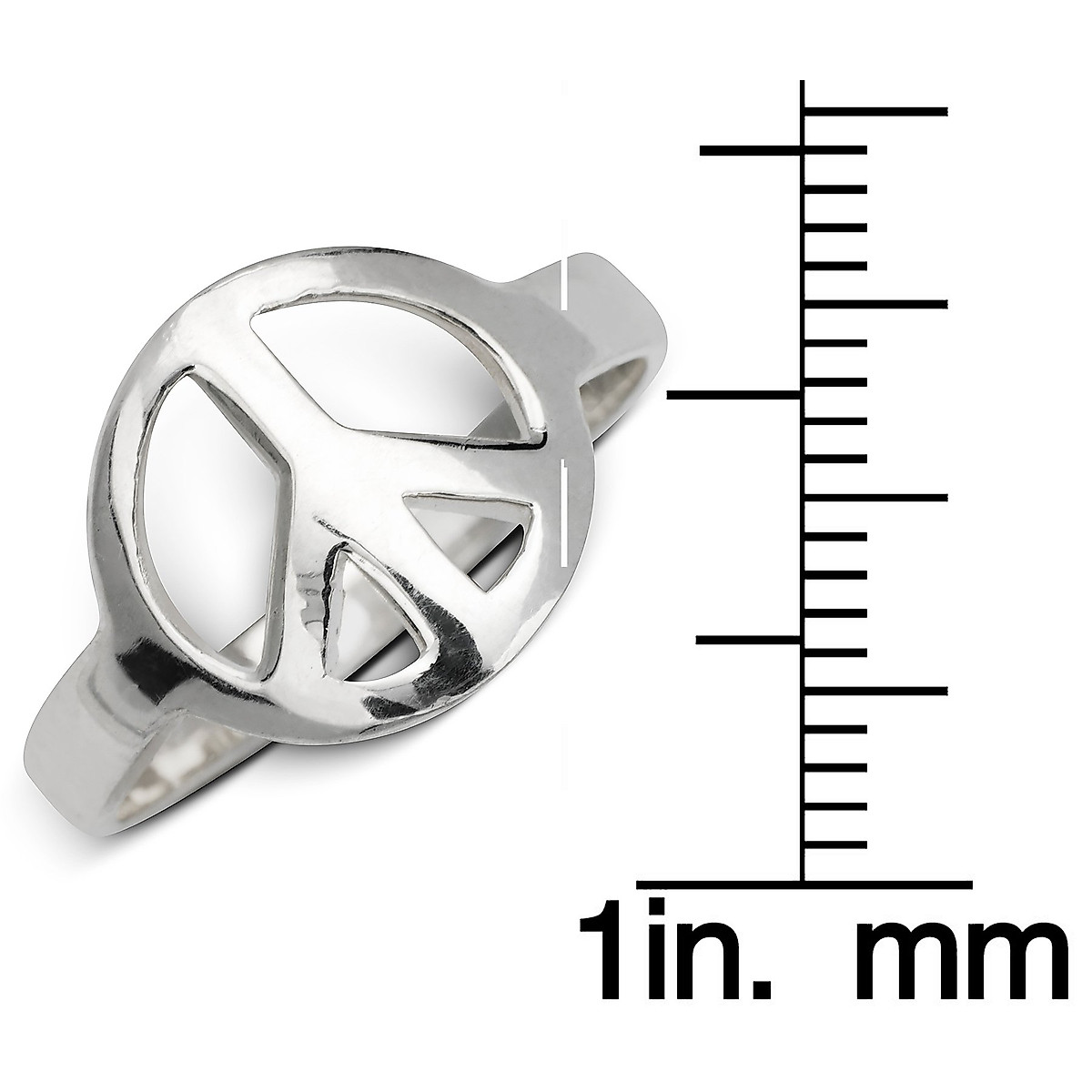 JewelryWeb Sterling Silver Polished Open Peace Sign Band Ring (15mm wide) (8)