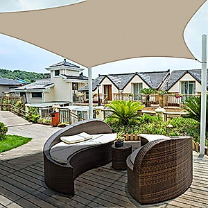 OYE HOYE Sun Shade Sail 7'x 13' Beige Rectangle Patio Canopy, UV Block Waterproof Polyester Shade tarp for Patio Awning Garden Backyard Shades Playground Lawn Sand Outdoor Activities
