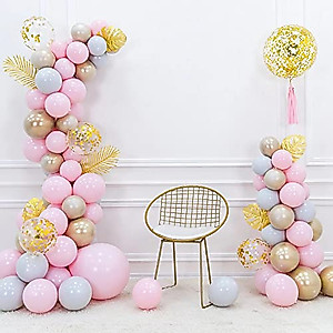 Pink Balloons Garland Arch Kit, Light Pink Gold White Balloons Confetti Latex Metallic Balloons for Girl Birthday Baby Shower Bridal Shower Wedding Party Decorations Supplies