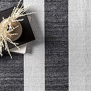 nuLOOM Sharri Modern Striped Machine Washable Area Rug, 4' x 6', Grey