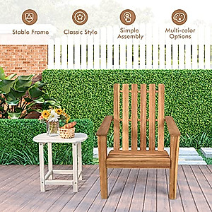 Tangkula Adirondack Chair Acacia Wood Outdoor Armchairs, Weather Resistant for Patio Garden Backyard Deck Fire Pit, Lawn Porch Furniture & Lawn Seating, Campfire Chair, Adirondack Lounger (2, Natural)