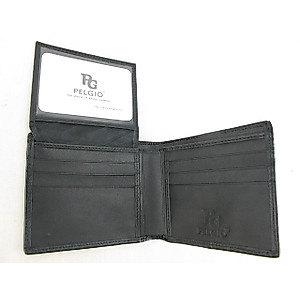 Pelgio Genuine Stingray Shagreen Skin Leather Bifold Wallet (Black)