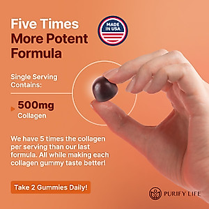 Sugar-Free Marine Collagen Gummies (90 Collagen Chews) Potent 500mg Collagen Gummy for Hair Growth, Healthier Skin & Nails, Pore Reducer & Elasticity Hydrolyzed, Gluten Free, Non-GMO, Orange Flavor