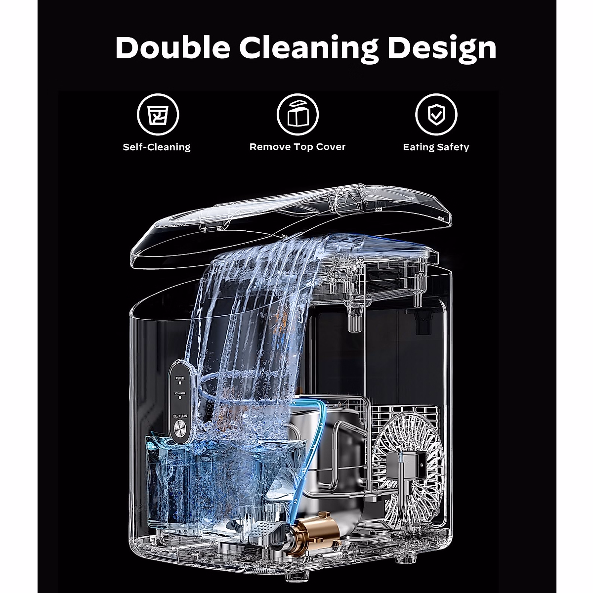 Nugget Ice Maker Countertop, Silonn Chewable Pellet Ice Machine with Self Cleaning Function, Pebble Portable Ice Maker with Ice Scoop for Home Kitchen Office, Green