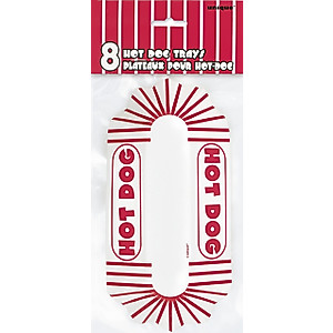 Unique Striped Paper Hot Dog Trays, 8" x 4", Red & White