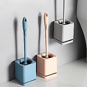 WISELADY Toilet Brushes with Comfortable Handle,Toilet Brush and Holder Set for Bathroom Storage Cleaning,Toilet Cleaner Brush for Deep Cleaning, Bathroom Cleaning Combo with Modern Stand (White)