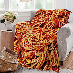Tomato Spaghetti Blanket Soft Warm Cozy Italian Pasta Throw Blankets for Boys Girls Fuzzy Plush Funny Food Blanket Fleece Lightweight Flannel Kid Adults Gift for Bed Couch Sofa 50"x40"