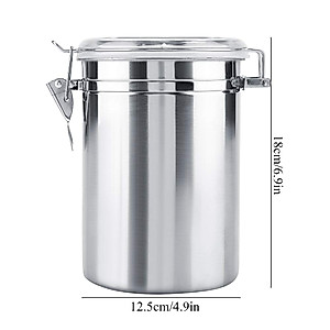 Joyzan Stainless Steel Coffee Canister, Airtight Ground Coffee Bean Storage Container Keep Fresh Organizer Jars Clear Clamp Lid Large Capacity for Kitchen Organization Pantry Tea Flour Sugar 1800ML