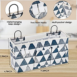 Wall Hanging Storage Bag 4 Pcs Wall Mounted Pocket Cotton Hanging Shelf Organizer with Sticky Hooks Multifunctional Over The Door Organizer Bin Bedside Storage Bag Wall Hanging Bag for Bunk Kitchen