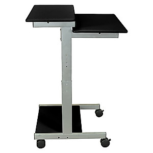 Luxor Rolling Stand Up Presentation Station with 2 Shelf and Steel Frame, Black - Perfect for School, Classroom, Office and More