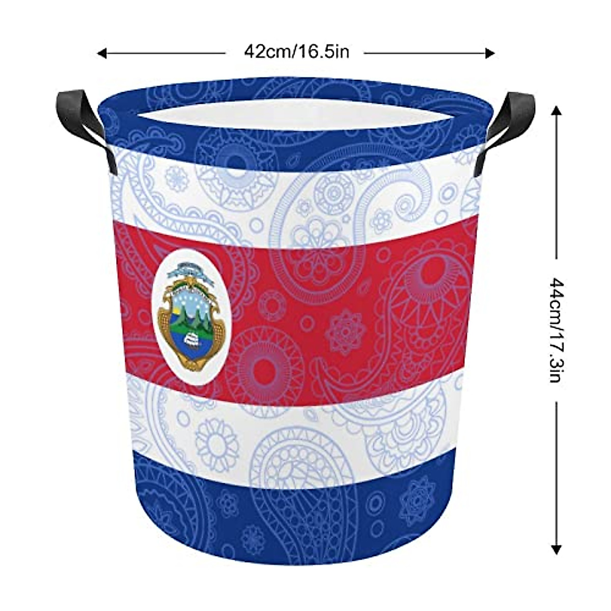 Costa Rica Paisley Flag Large Laundry Basket Hamper Bag Washing with Handles for College Dorm Portable