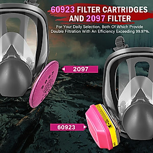 VITIJY Full Face Respirator Mask - 6800 Reusable Gas Mask with Filters 60923 & 2097 for Painting, Mechanical Polishing, logging, Welding, Dust, Sanding & Cutting