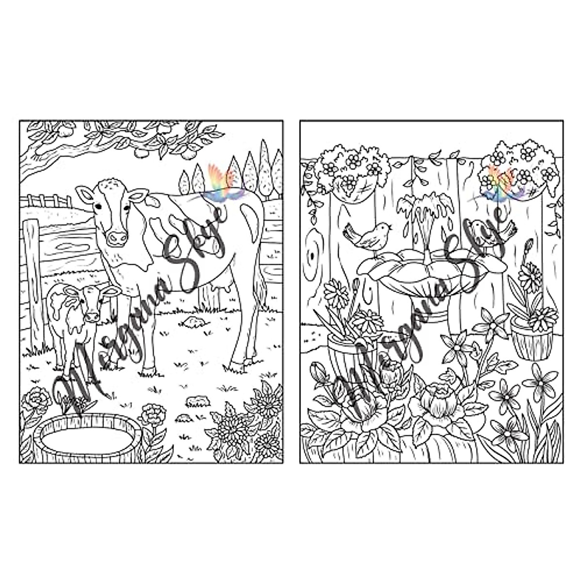 Farmhouse Coloring Book: Easy Countryside Designs with Cute Farm Animals, Beautiful Flowers and Relaxing Landscapes for Stress Relief and Relaxation