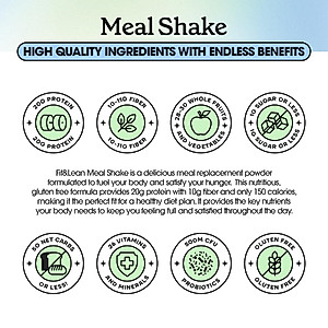 Fit & Lean Meal Shake, Fat Burning Meal Replacement, Protein, Fiber, Probiotics, Vanilla, 1lb, 10 Servings Per Container