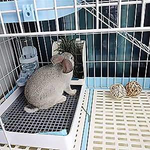 PODOO Rabbit Large Litter Box, Guinea Pig Training Pan Cage with Toilet Tray, Ideal for Rats, Hamsters, Ferret, Bunny Small and Medium Animals, 15x12x3 Inches (Medium)