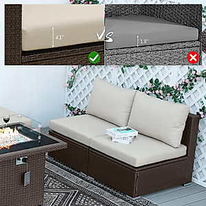 BULEXYARD 2 Pieces PE Rattan Patio Furniture Armless Sofas with Thick Cushions Outdoor Wicker Seating for Backyard, Deck, Garden, Balcony (Brown)