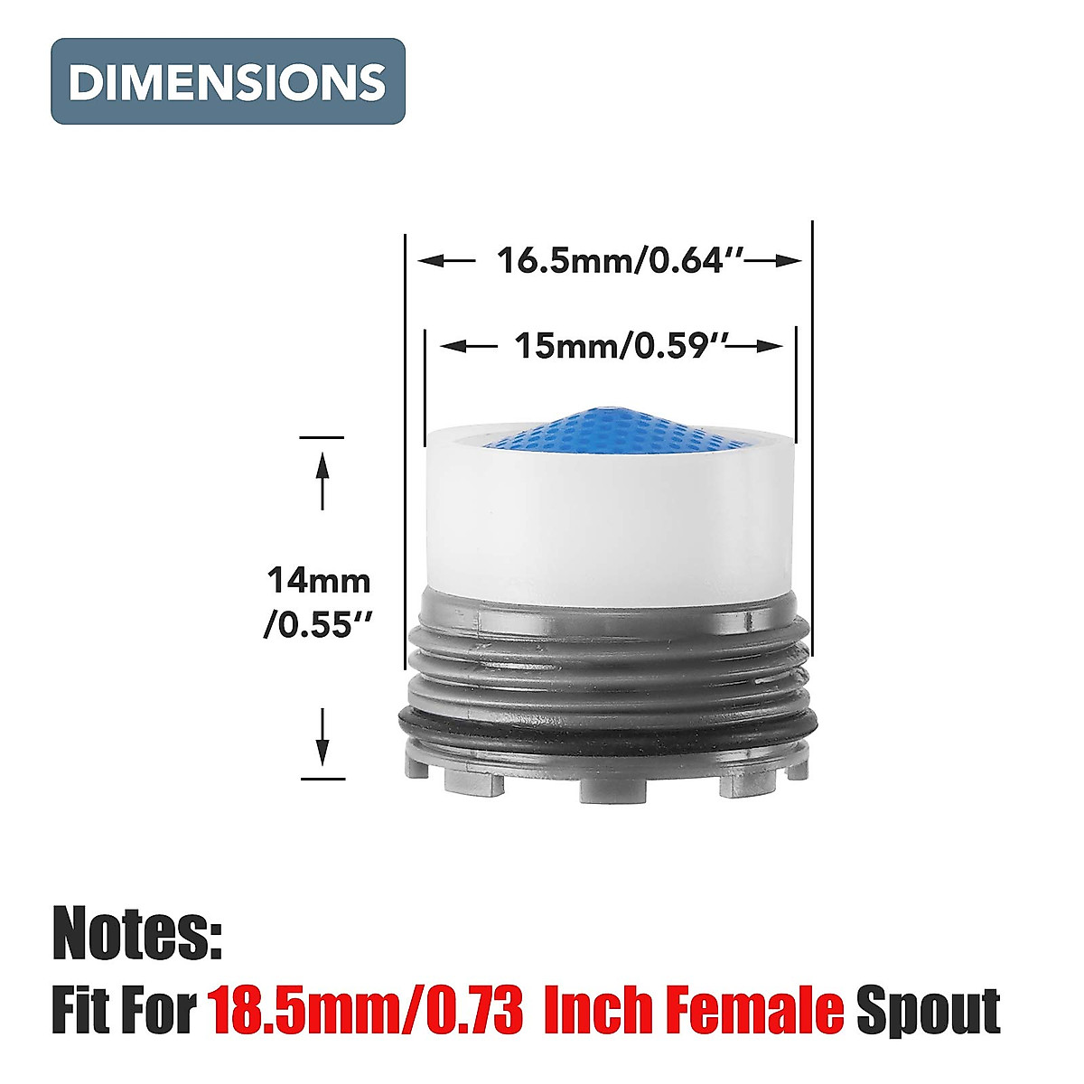 Eiggsco Eigso 5 Pieces Faucet Aerator - Insert Water Tap Aerators Faucet Flow Restrictor Replacement Parts for Bathroom or Kitchen,1.2GPM,16.5mm/0.65Inch,Blue