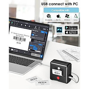 Memoqueen Thermal Label Maker, M200 Bluetooth Thermal Label Printer, 3 Inch Address Label Maker for Small Business, Home, Office, Barcode, Logo, Black