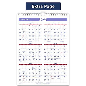 AT-A-GLANCE 2024 Wall Calendar, 8" x 11", Small, Ruled Blocks, Spiral Bound, Monthly (PM12824)