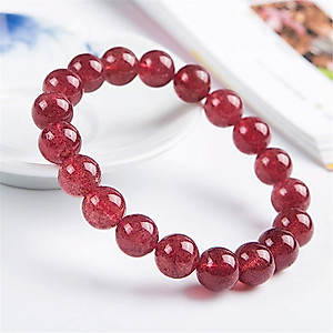 DUOVEKT 11mm Genuine Natural Strawberry Quartz Crystal Bracelet Red Round Beads Gemstone for Women Men Anniversary Party Love Gift Fashion Bracelet AAAA