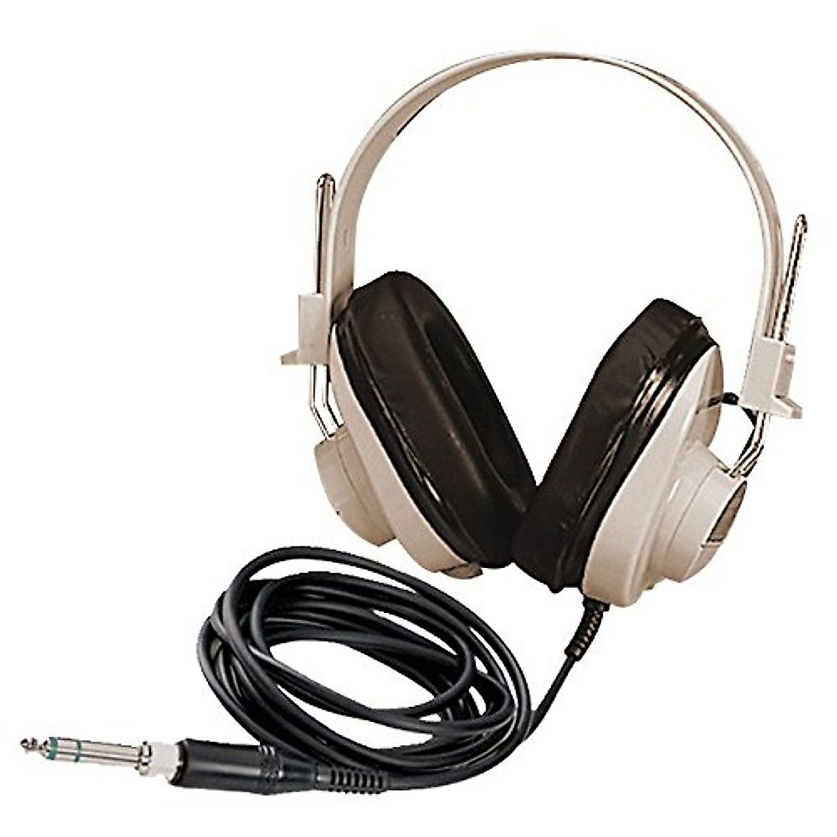 Califone 2924AV Deluxe Mono Headphone, Fully Adjustable Headband, Recessed Wiring For Safety, Replaceable 6' Straight Cord Long Enough To Avoid Accidental Pull Out, White/black