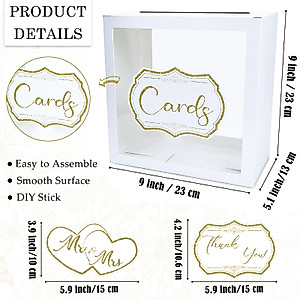 FALIZIFU White Card Box, Gift Card Box Holder Clear Card Box for Wedding Receptions, Retirements, Birthdays Party, Bridal & Baby Showers, Anniversaries