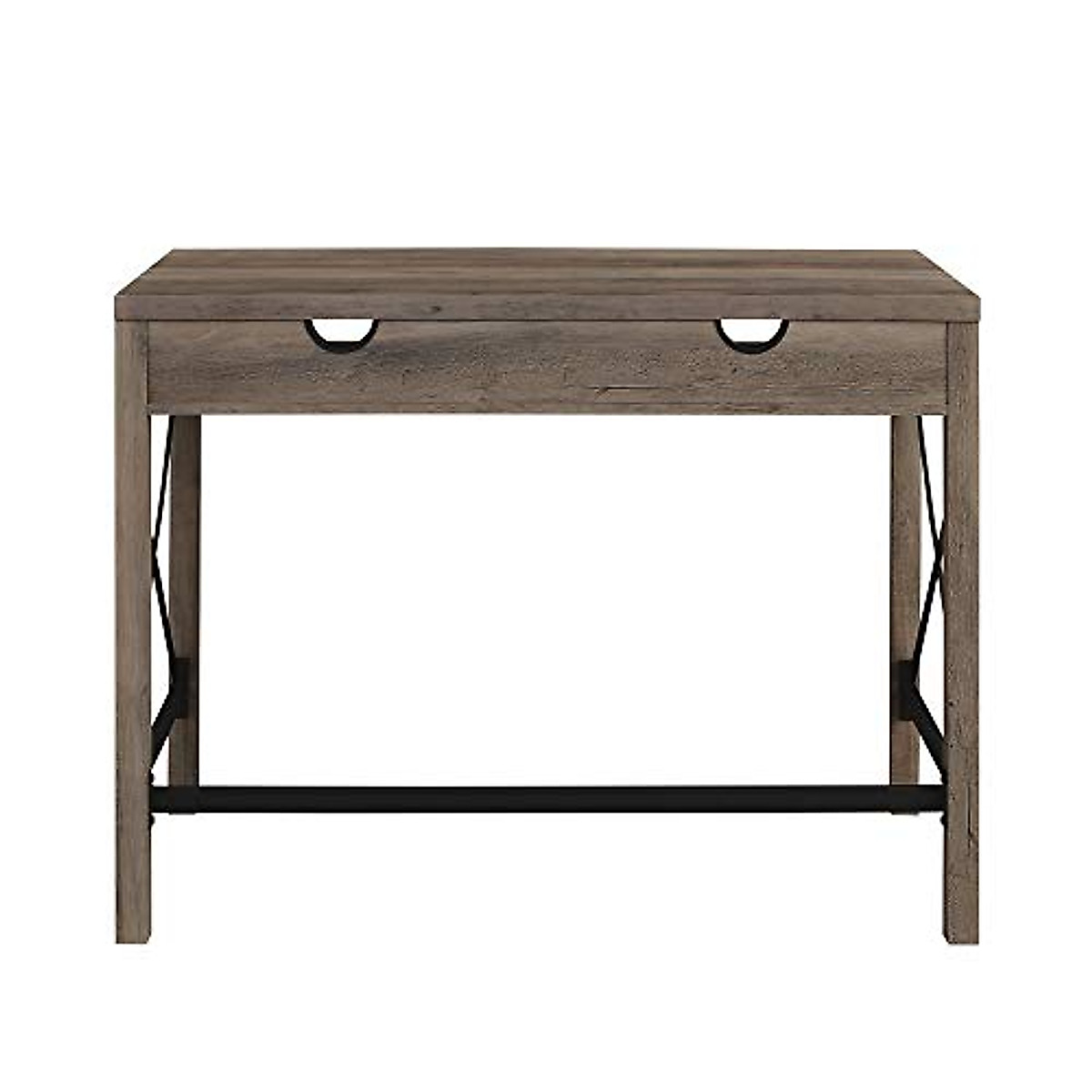 Walker Edison Callum Modern Farmhouse Metal X Writing Desk, 42 Inch, Grey Wash