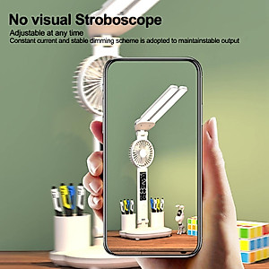 Dual Swing Arm Desk Light, Architect Swing Arm Desk Lamp, 3 Modes Study Lamp with Thermometers, Calendar, Fan, Holder, for Workbench, Studies, Students, Drafting