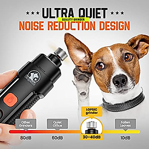 Dog Nail Grinder Upgraded Dog Nail Trimmers Clipper with 2 LED Light, 2 Speed Rechargeable Electric Pet Nail Grinder Quiet Low Noise for Small Medium Large Dogs and Cats