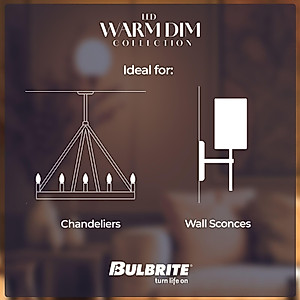 5 Watt LED G16 Light Bulbs, Warm Dimming 3000K (Soft White) - 1800K (Candlelight), 500 Lumens