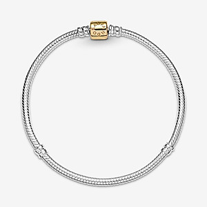 PANDORA Moments Two-tone Barrel Clasp Snake Chain Bracelet