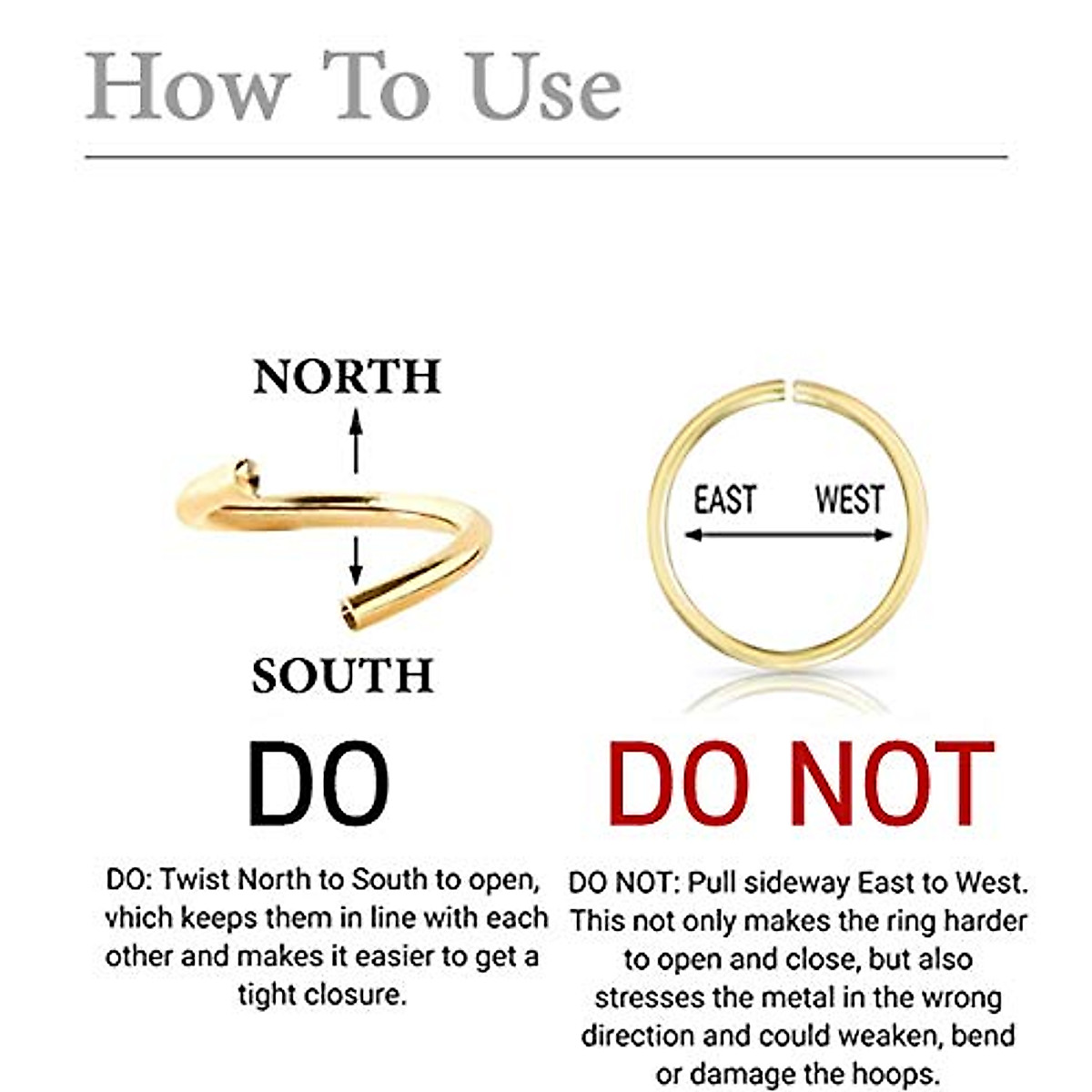 ONDAISY 10K Solid Gold Open Tragus Cartilage Snug Daith Helix Inner Outer Conch 6mm Round Large Big Tiny Small Thin Mini Face Nose Septum Hoop Ring Ear Piercing Earring For Women Girls Men