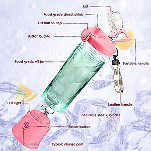 Portable Blender Personal Juicer, 20oz with Travel Lid,High Speed Smoothie Mini Blender USB Rechargeable Fruit Mixing Machine for Shakes and nut, Juice, Baby Food