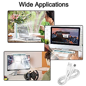 DauMeiQH Office Desk Monitor Screen Fan, Bladeless Tower Standing Fan Bar for Bedroom, 4000mAh Battery Powered Table Top Cooling Stand up Tall Fan with USB-C Charging Cable, 12 inch Air Outlet- White