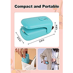 NOBVEQ Mini Bag Sealer, Handheld Heat Vacuum Sealer, Cutter with Lanyard and 2 in 1 Heat Sealer, Portable Bag Resealer Machine for Plastic Bags Food Storage Snacks Freshness - LakeBlue