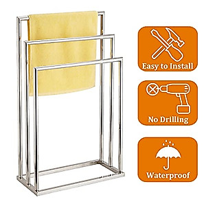 Freestanding Towel Rack, 3 Tier Stainless Steel Towel Bar Stand for Bathroom, Chrome Plated DECLUTTR