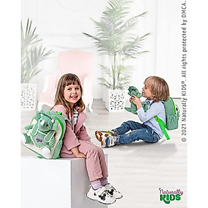 Naturally KIDS Green Dinosaur Toys for Girls, Triceratops Toy, Dinosaur Gifts for 2 3 Year Old Girls, Toddler Backpack