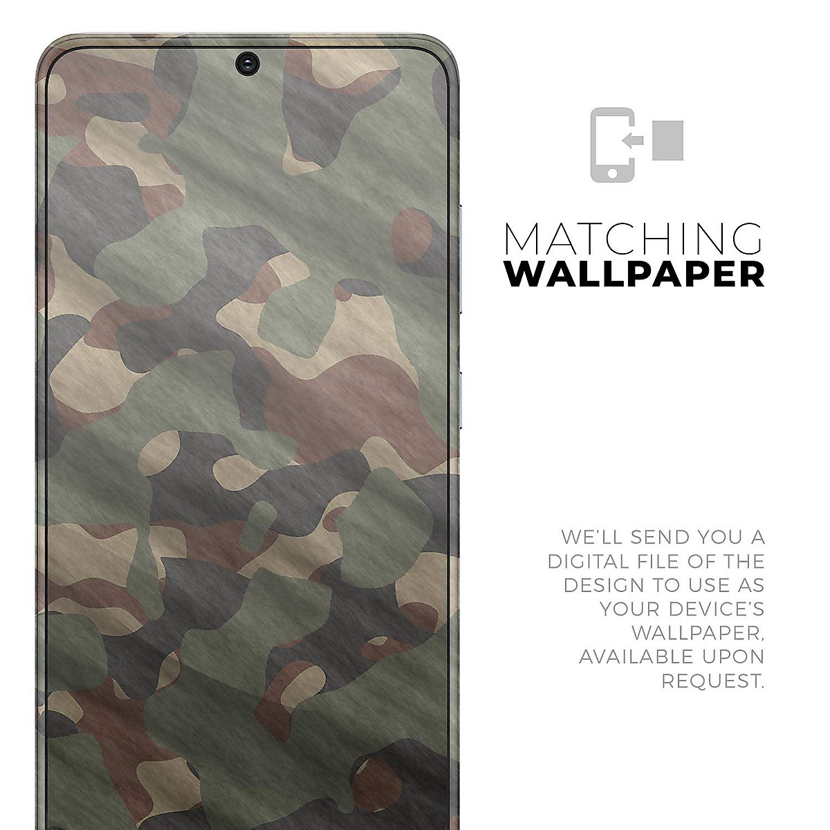 DesignSkinz Traditional Camouflage Fabric Pattern Protective Vinyl Decal Wrap Skin Cover Compatible with The Samsung Galaxy S20 (Screen Trim & Back Glass Skin)