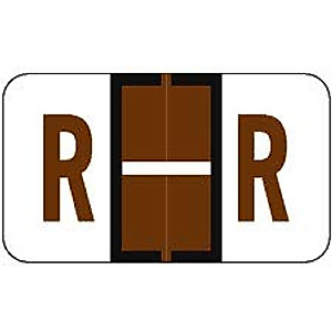 Doctor Stuff - File Folder Labels, Alphabet Letter R, Jeter/TAB 5109 - JXAM Alternate Series Compatible Alpha Stickers, Brown, 15/16" x 1-5/8", 500/Roll