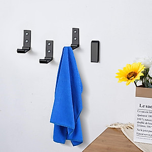 QXSKSLH Black Folding Wall Hook 4PCS Folding Coat Hooks for Hanging Heavy Duty Coat & Bag & Backpack & Hat & Headphone Foldable Coat Hooks Wall Mounted Saves Space (4, Black)