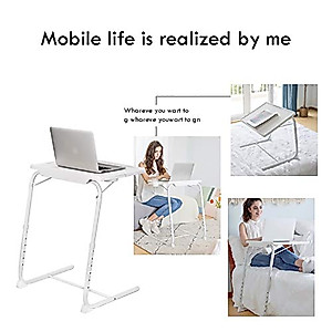 Liftable Laptop Table Bedside Study Wirting Table Student Dormitory Computer Table Height Adjustable for Small Space (White)