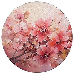 Flower Painted Area Rug Carpet for Kids Teen Girls Boys Bedroom, Living Room, Washable Outdoor Indoor Accent Throw Runner Floor Mat Area+Rug Modern Abstract Blush Pink Watercolor 4FT(Round)