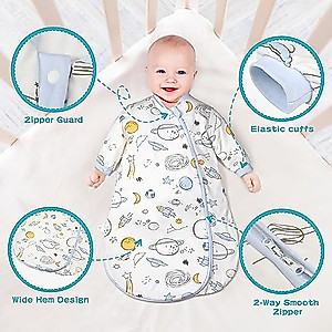 JoyKidom Unisex Baby Long Sleeve Sleep bag, Anti-Kick Wearable Blanket, Transitional Swaddle Sleep Sack, 0-18 Months, Side open, 2 Way Zipper (Pink)