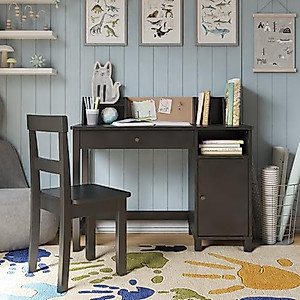 Little Seeds Abigail Kids Desk with Chair, Black