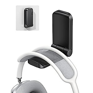 Lamicall Headphone Stand, Sticky Headset Hanger - Adhesive Headphone Holder Hook Mount, Headset Stand Holder Clip Under Desk, Earphone Clamp for Airpods Max, HyperX, Sennheiser, Black