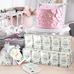 100 Packs Wedding Tissues Happy Tears Tissue Packs for Wedding Guests Wedding Favors Facial Tissues Travel Size with 100 Thank You Cards and 100 Organza Bags for Wedding Welcome Bag Stuffers