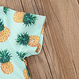 Bagilaanoe Infant Baby Boys Dress Shirt Bodysuit Formal Short Sleeve Rompers One Piece Outfits Gentlemen Clothes Pineapple/6-12 Months